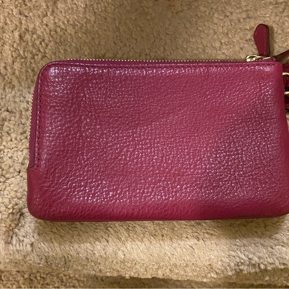 Coach | Bags | Coach Double Corner Zip Wristlet Fusciagold Pebble ...